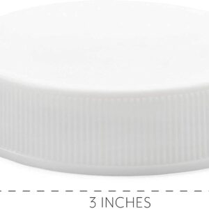 Regular Mouth Plastic Mason Jar Lids, Unlined (24-Pack); Standard Size 70-450 White Plastic Caps for Mason Jars