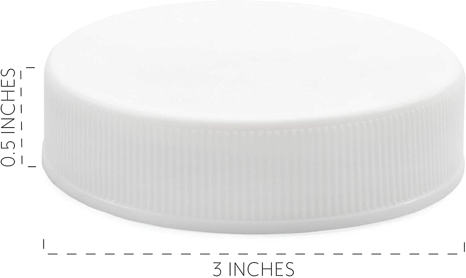 Regular Mouth Plastic Mason Jar Lids, Unlined (24-Pack); Standard Size 70-450 White Plastic Caps for Mason Jars