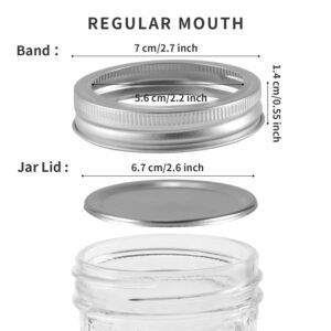 20 Pack Mason Jar Lids and Rings for Ball Canning Lids Regular Mouth, Split-Type Lids Leak Proof, Reusable and Secure Canning Jar Caps with Silicone Seals (70mm, Silver)