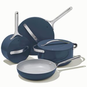 12-piece caraway nonstick ceramic cookware set - navy, ptfe & pfoa free, oven & stovetop safe