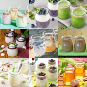 40 Pack 6.7 oz Clear Glass Jars With PE Lids,Glass Yogurt Container,Glass Pudding Jars Yogurt Jars for Milk,Jams,Jelly,Mousse,Honey and More