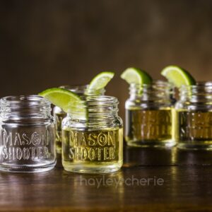 Hayley Cherie Mason Jar Shot Glasses with Lids (Set of 8) Mini Mason Shooter 2oz for Drinks, Liquor, Favors, Desserts, Parties, Birthdays, Gifts