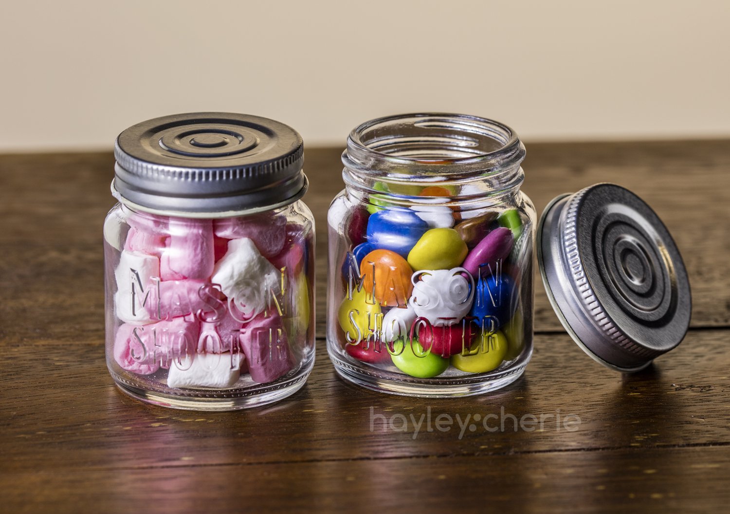 Hayley Cherie Mason Jar Shot Glasses with Lids (Set of 8) Mini Mason Shooter 2oz for Drinks, Liquor, Favors, Desserts, Parties, Birthdays, Gifts