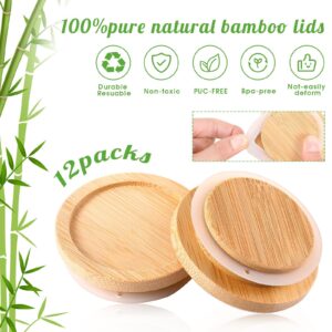 Oui Yogurt Jar Lids Set Bamboo Wood Lids with Silicone Sealing Rings Storage Canning Jar Bamboo Lids Wide Mouth Jar Lids Oui Lids for Nice Sealing Airtight Fit (12)