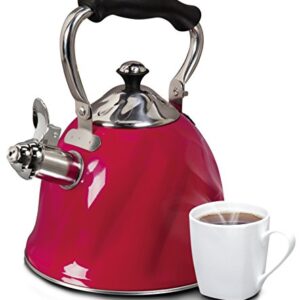 Mr Coffee Alderton Whistling Tea Kettle, 2.3 Quarts, Red