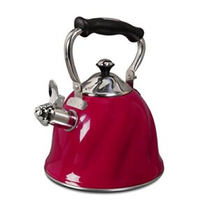 mr coffee alderton whistling tea kettle, 2.3 quarts, red