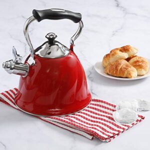 Mr Coffee Alderton Whistling Tea Kettle, 2.3 Quarts, Red