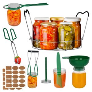 tisovixo canning kits, canning supplies boxed set, stainless steel set, jar lifter, folding rack, tongs, complete multifunctional canning tools, canning kit includes wide mouth funnel for jars