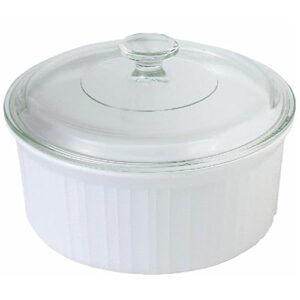 corningware french white 1-1/2-quart covered round dish with glass top