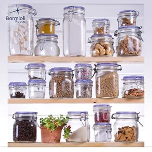 Bormioli Rocco Fido Collection, 2 Pack, 33¾ Oz. Food Storage Glass Jars, Airtight Rubber Seal & Glass Lid, With Stainless Wire Clamp, Made In Italy.