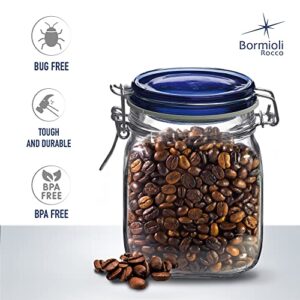 Bormioli Rocco Fido Collection, 2 Pack, 33¾ Oz. Food Storage Glass Jars, Airtight Rubber Seal & Glass Lid, With Stainless Wire Clamp, Made In Italy.