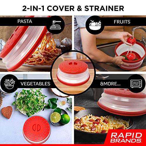 Rapid Brands Microwave Splatter Cover | Collapsible and Reusable Food Cover | Home, Dorm, Office, and Apartment Essentials | Dishwasher-Safe, Microwaveable, and BPA-Free