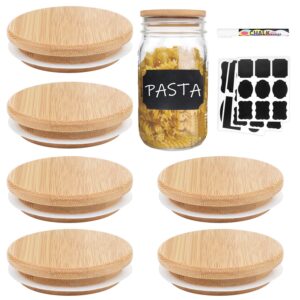 bamboo mason jar lids wide mouth storage canning jar lids, cnvoila 6 pack lids for wide mouth mason jar