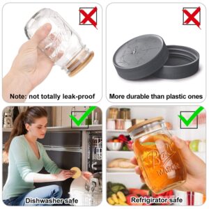 Bamboo Mason Jar Lids Wide Mouth Storage Canning Jar Lids, CNVOILA 6 Pack Lids for Wide Mouth Mason Jar