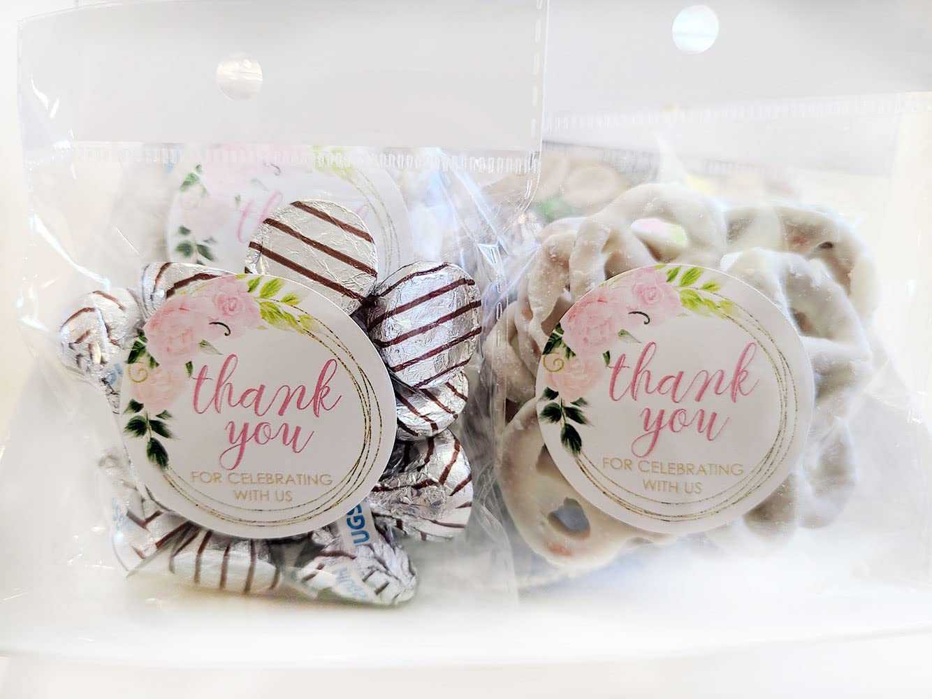 1.9 Inch Stickers Thank You for Celebrating with Us Labels Girl Baby Shower or Wedding Favors Set of 60 (Floral)