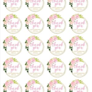 1.9 Inch Stickers Thank You for Celebrating with Us Labels Girl Baby Shower or Wedding Favors Set of 60 (Floral)