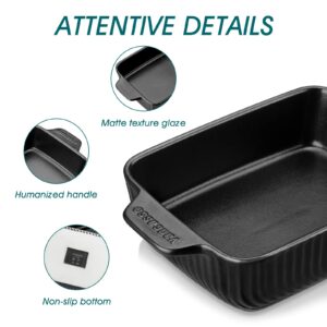 vancasso Forte Baking Dishes for Oven - Casserole Dishes for Oven, Rectangular Baking Dish, Lasagna Pan Deep with Handles, Stoneware Bakeware Set for Cooking (4PCS, Black)