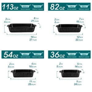 vancasso Forte Baking Dishes for Oven - Casserole Dishes for Oven, Rectangular Baking Dish, Lasagna Pan Deep with Handles, Stoneware Bakeware Set for Cooking (4PCS, Black)