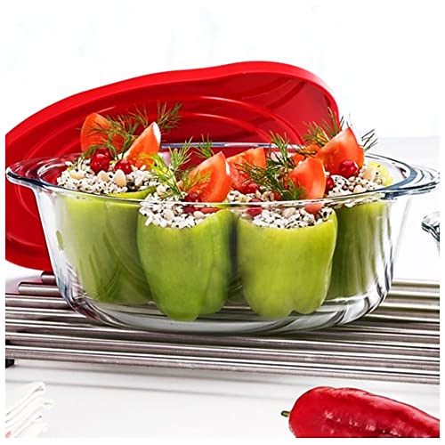 ums Glass Casserole Dish - Borosilicate Glass, Bakeware with Lid | Food Storage Glass Baking Dish with Lid, Oven, Stove, Microwave, Dishwasher and Refrigerator Safe Baking Dish - 2.2 Quarts