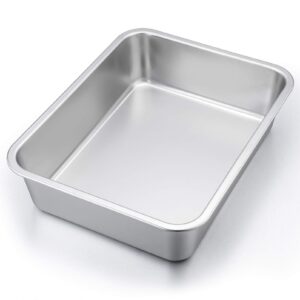 p&p chef lasagna pan, rectangular cake pan roaster pasta baking cookie sheet pan stainless steel, 12.7”x10”x3.2”, heavy duty & durable, oven & dishwasher safe