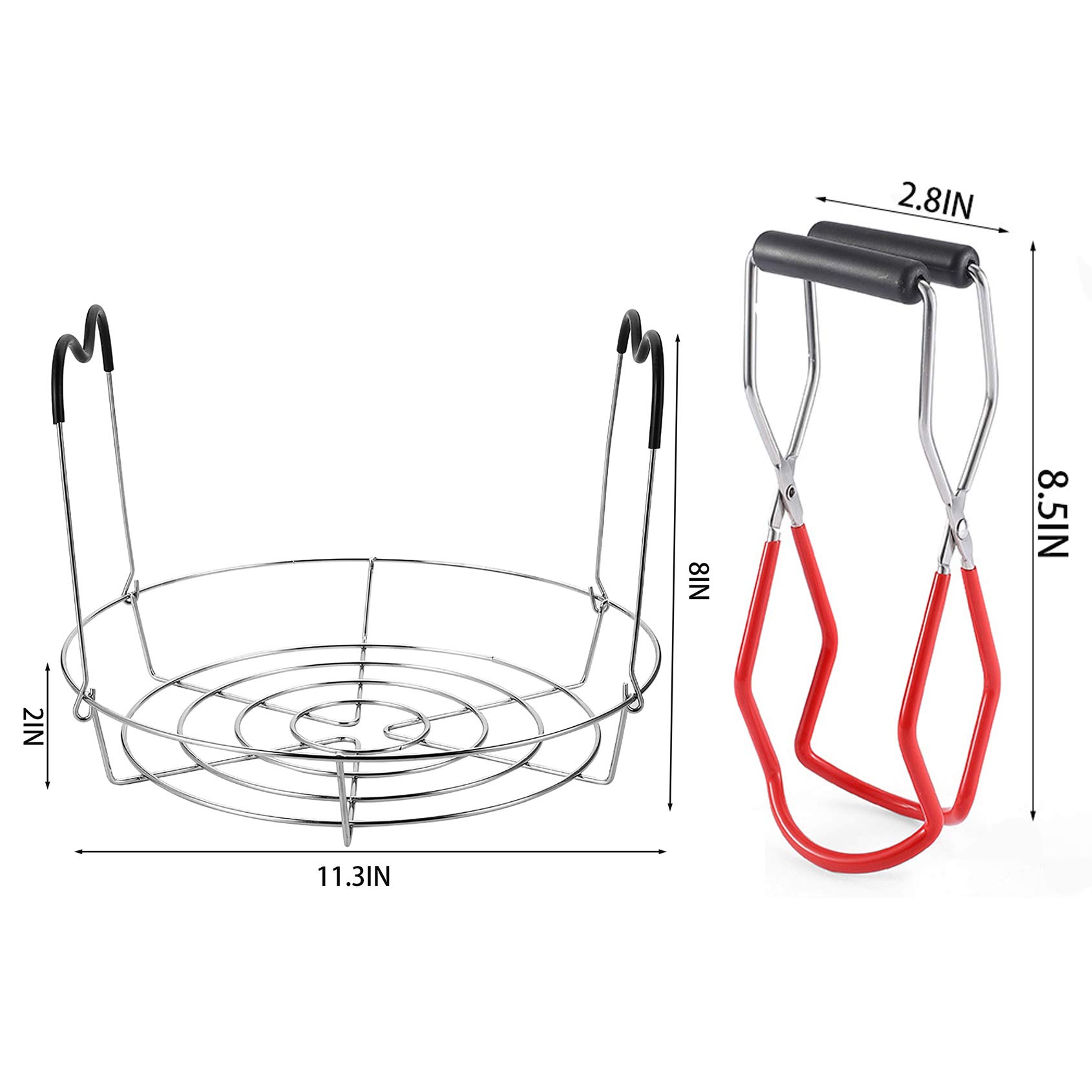 Cedilis 4 Pieces Canning Kit, 1PC Canning Rack+ 1PC Canning Jar Lifter Tong+ 2PC Canning Funnels, Stainless Steel Canning Supplies Canning Rack and Canning Tong for Mason Jars