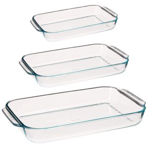 pyrexop pyrex basics oblong baking dish bundle - 2 quart, 3 quart and 4.8-qt - 3 piece value set