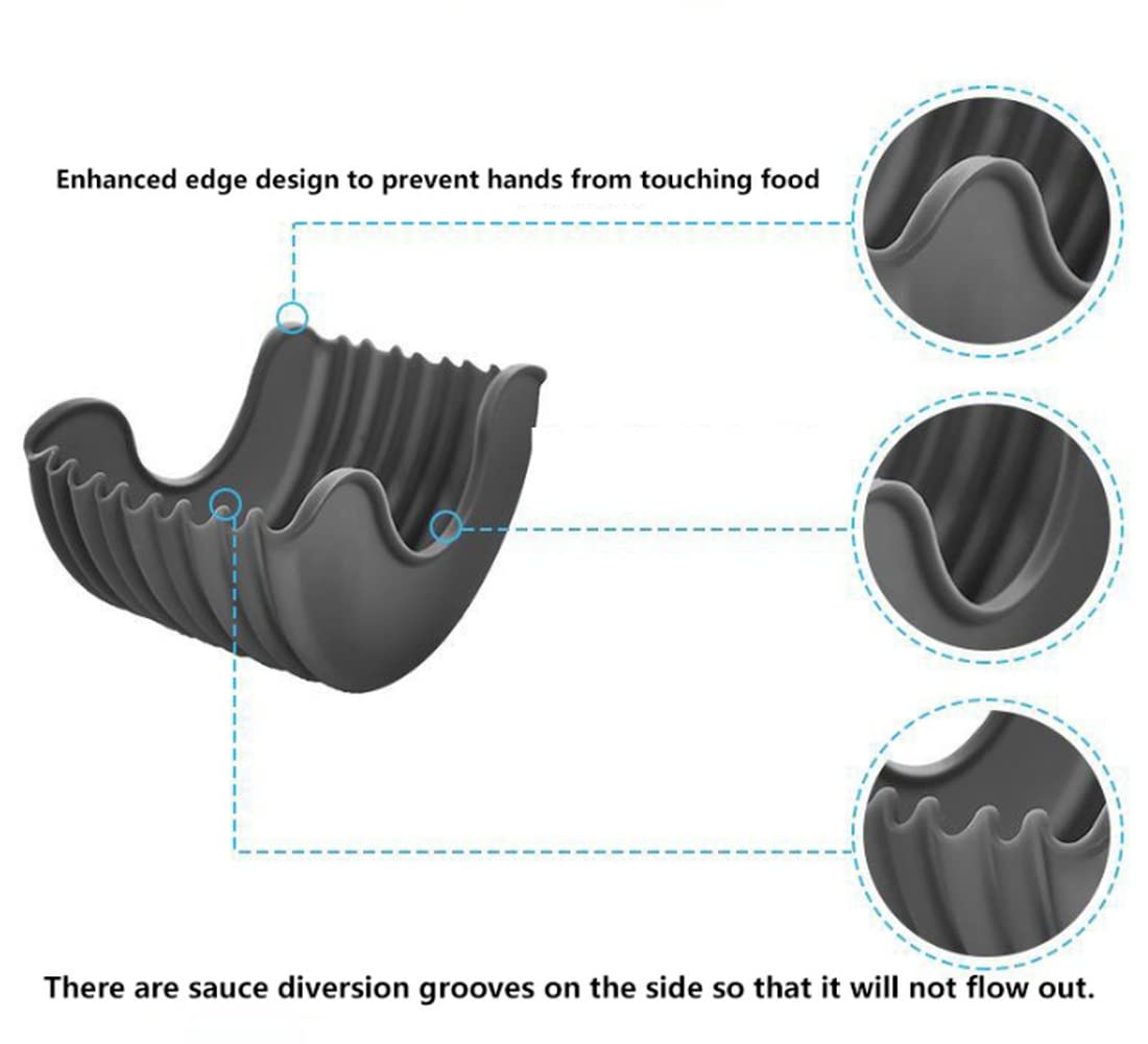 YFEIQI Contact-Free Burger Holder Clip, Retractable-Reusable-Washable Food Grade Silicone Hamburger/Sandwich Clip, Burger Holder Box