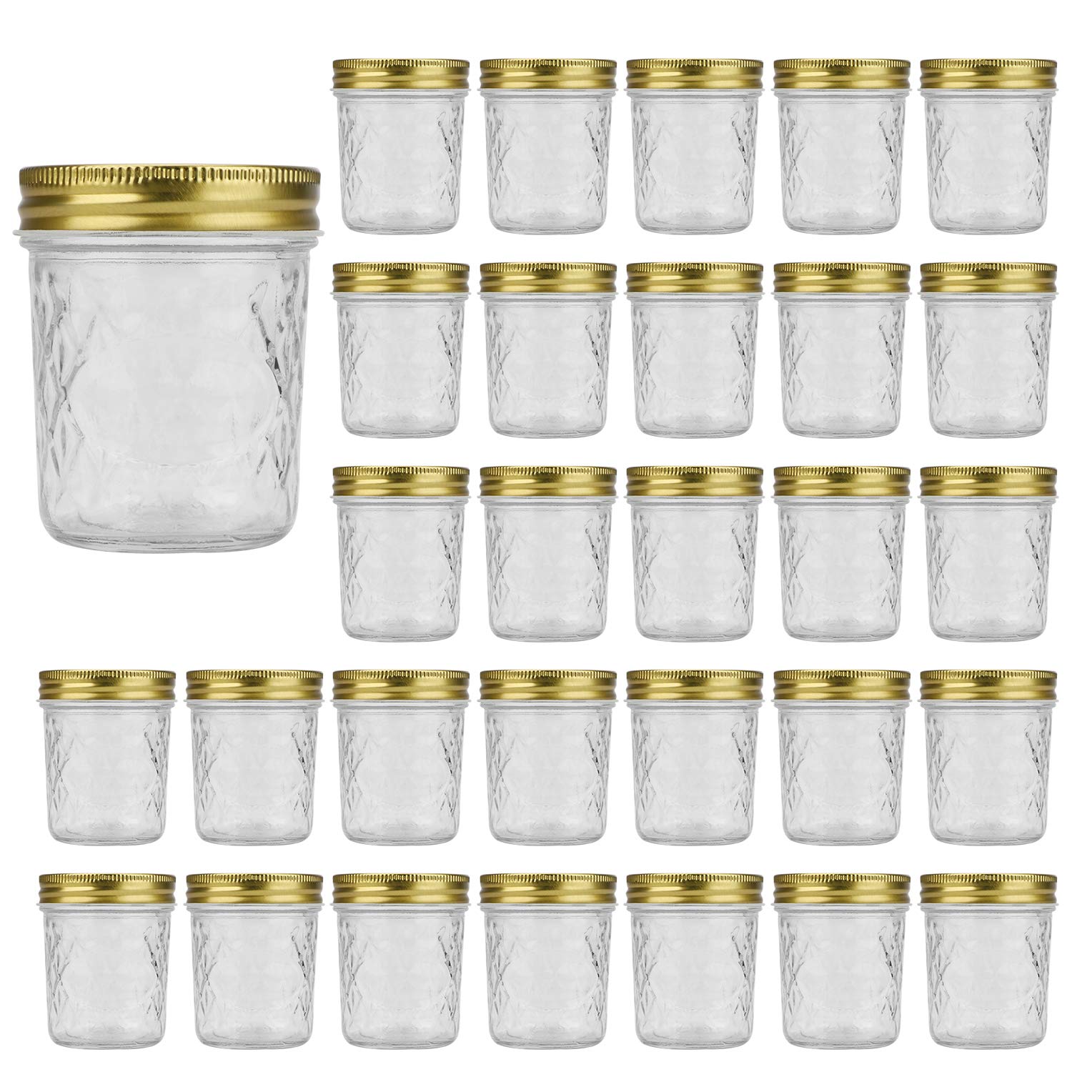 6 oz Glass Jars With Regular Lids,Mini Wide Mouth Mason Jars,Storage Jars Clear Small Canning Jars With Gold Lids,Canning Jars For Honey,Herbs,Jam,Jelly,Baby Foods,Wedding Favor,Shower Favors 30Pack …