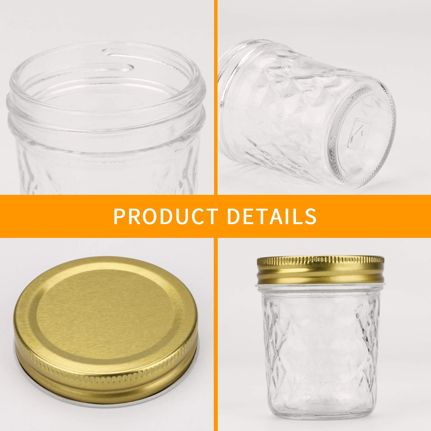 6 oz Glass Jars With Regular Lids,Mini Wide Mouth Mason Jars,Storage Jars Clear Small Canning Jars With Gold Lids,Canning Jars For Honey,Herbs,Jam,Jelly,Baby Foods,Wedding Favor,Shower Favors 30Pack …