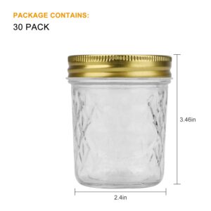 6 oz Glass Jars With Regular Lids,Mini Wide Mouth Mason Jars,Storage Jars Clear Small Canning Jars With Gold Lids,Canning Jars For Honey,Herbs,Jam,Jelly,Baby Foods,Wedding Favor,Shower Favors 30Pack …