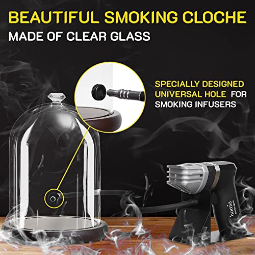 Smoking Gun Accessory Glass Cocktail lid 8.5" x 5.8" - Smoke infuser Cover Lid for Cocktail Smoker - Dome for Cold Smoke, Smoking Cloche for Drinks