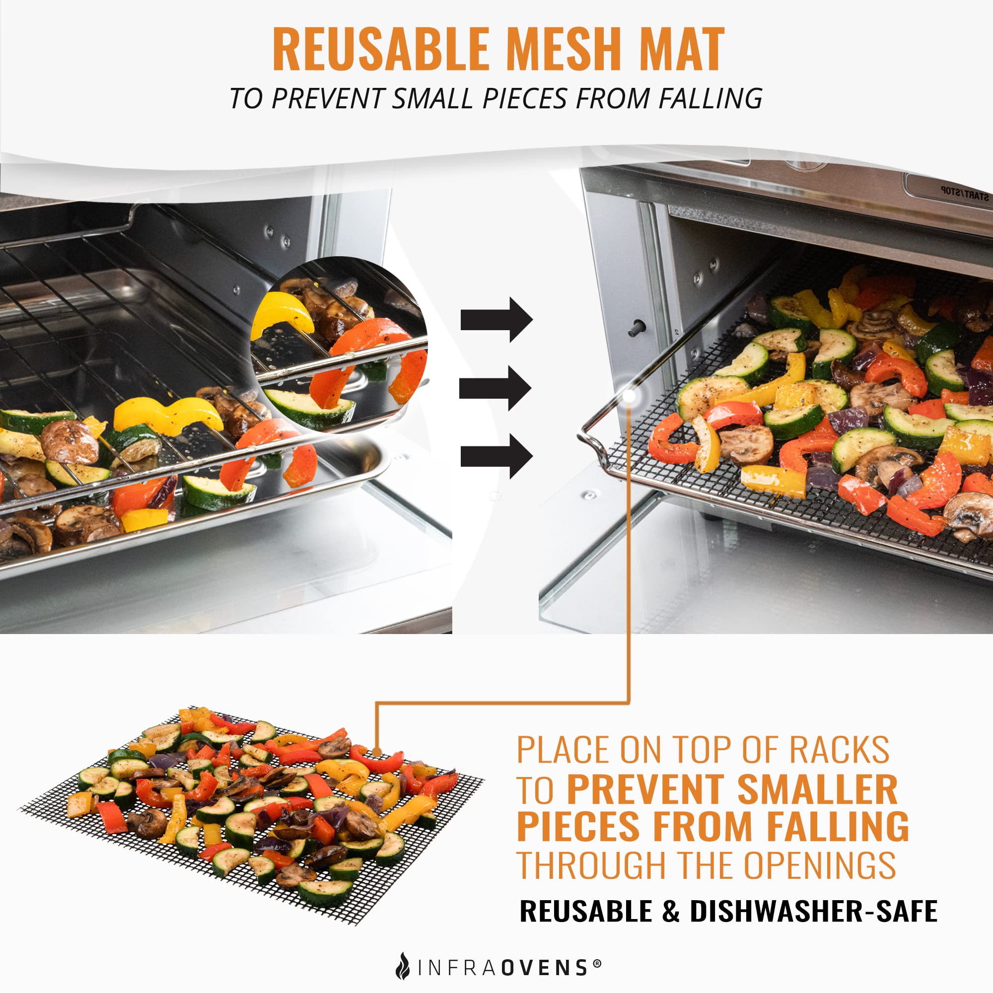 Toaster Oven Air Fryer Reusable Mats Accessories 12 x 13 XL Compatible with Gowise, Kitchenaid, Emeril Lagasse, Ninja, Kalorik + More, Large Countertop Oven Dehydrator Liners, Easy Clean & Food Safe