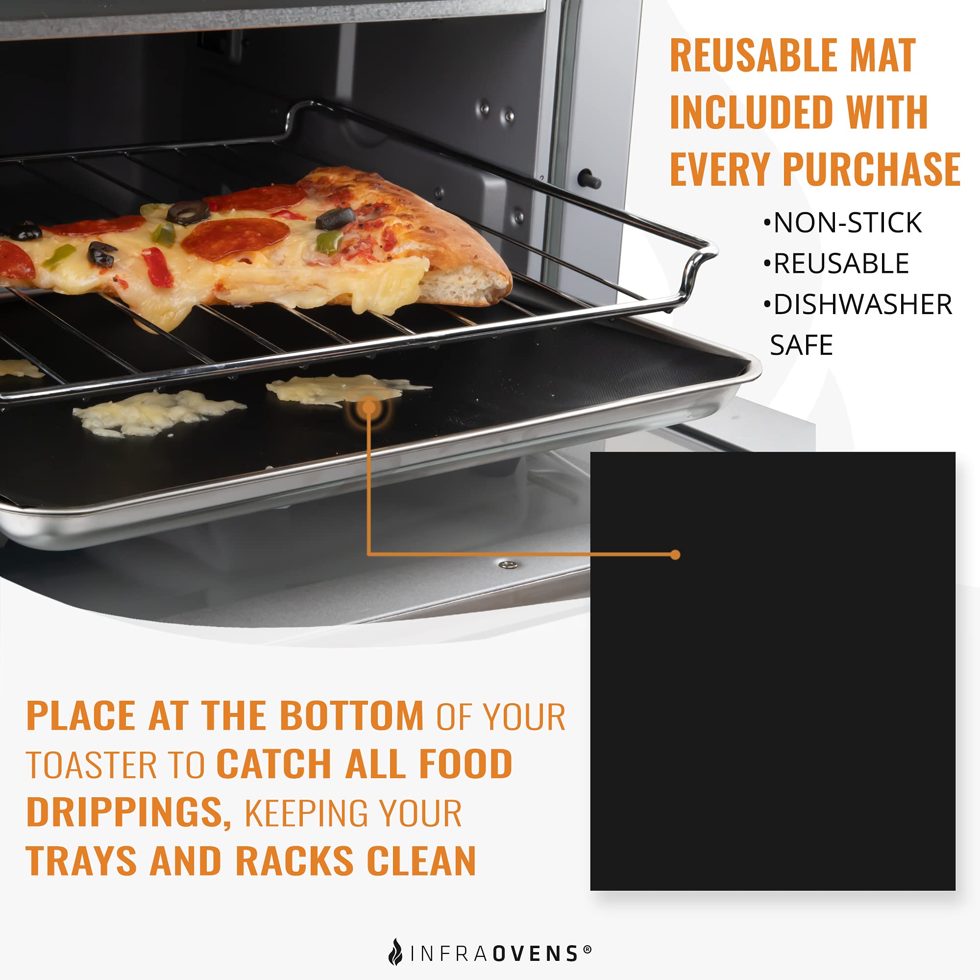 Toaster Oven Air Fryer Reusable Mats Accessories 12 x 13 XL Compatible with Gowise, Kitchenaid, Emeril Lagasse, Ninja, Kalorik + More, Large Countertop Oven Dehydrator Liners, Easy Clean & Food Safe