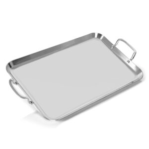 chef's secret stainless steel double griddle, 18 inches by 11 inches, ideal for grilling