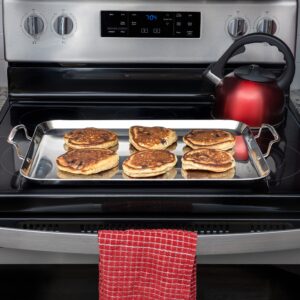 Chef's Secret Stainless Steel Double Griddle, 18 Inches by 11 Inches, Ideal for Grilling