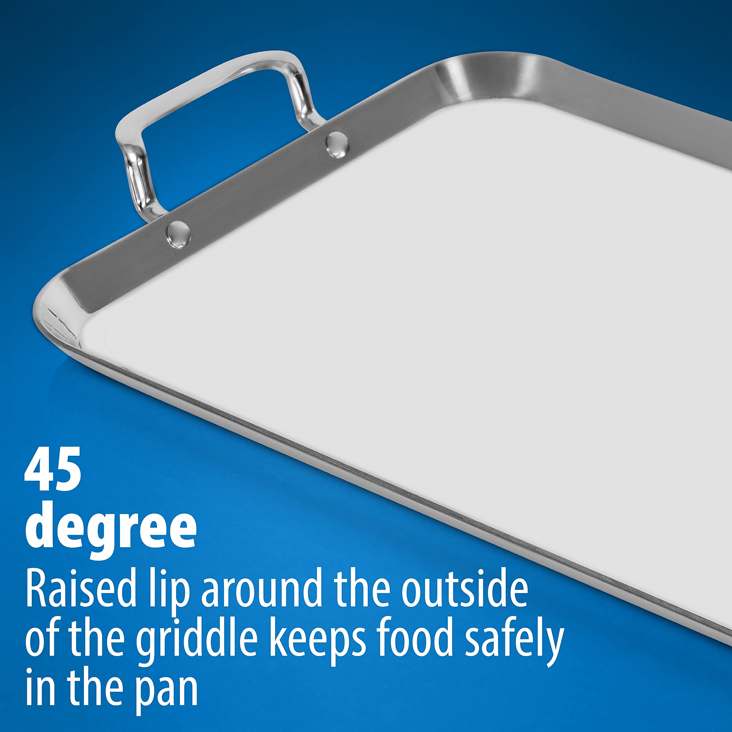 Chef's Secret Stainless Steel Double Griddle, 18 Inches by 11 Inches, Ideal for Grilling