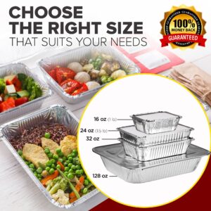 Fit Meal Prep 50 Pack 1.5 lb Aluminum Foil Pans with Lids, 8.75 x 6.25 x 1.5” Take Out Food Containers with Cardboard Cover for Spill Proof, Disposable Aluminum Baking Pan Freezer Oven Safe