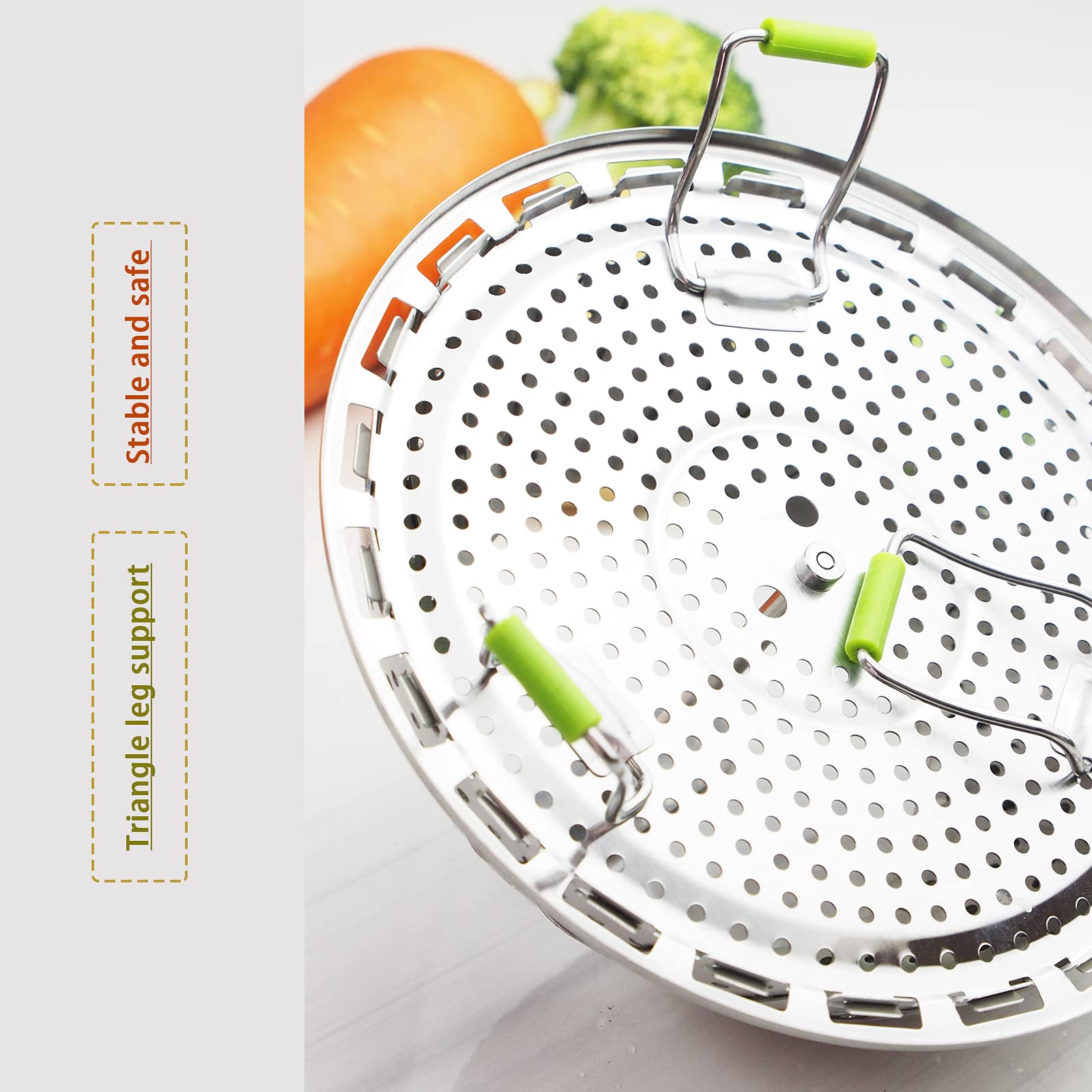 Vegetable Steamer Basket, Stainless Steel Folding Steamer, Insert for Veggie Fish Seafood Cooking, Expandable to Fit Various Size Pot(5.1" to 9")