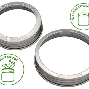 Stainless Steel Rust Proof Bands/Rings for Mason, Ball, Canning Jars (5 Pack, Regular Mouth)