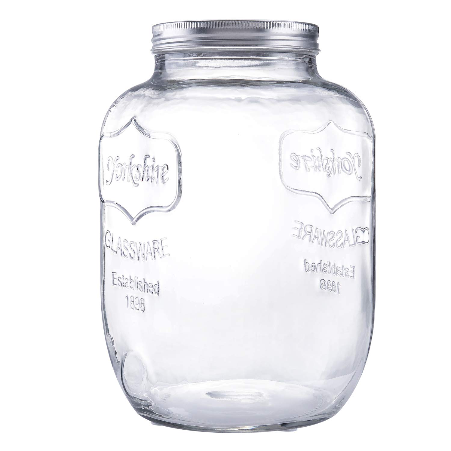 Diamond Star Glass Storage Jar Large Canning Jar Wide Mouth Candy Jars with Brushed Tin Lid (1 Gallons)