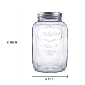 Diamond Star Glass Storage Jar Large Canning Jar Wide Mouth Candy Jars with Brushed Tin Lid (1 Gallons)