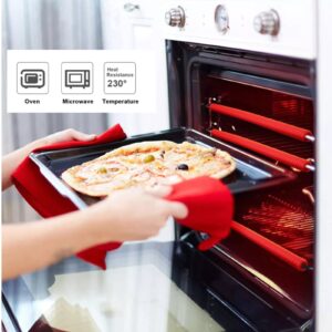 Lyellfe 12 Pack Silicone Oven Rack Shields, Red Oven Rack Protectors, 14 Inch Food Grade Microwave Edge Liner Cover for Home Kitchen