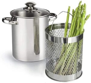 asparagus pot stainless steel steamer cooker with basket and lid pasta 16cm 4l