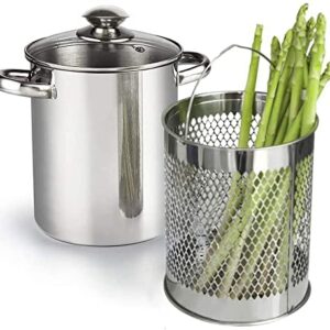 Asparagus Pot Stainless Steel Steamer Cooker with Basket and Lid Pasta 16cm 4L