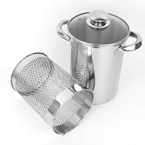 Asparagus Pot Stainless Steel Steamer Cooker with Basket and Lid Pasta 16cm 4L