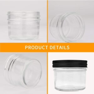 4oz Glass Jars With Lids And Bands,Small Mason Jars Wide Mouth,Mini Canning Jars With Black Lids For Honey,Jam,Jelly,Baby Foods,Wedding Favor,Shower Favors,Spice Jars For Kitchen & Home,Set of 40