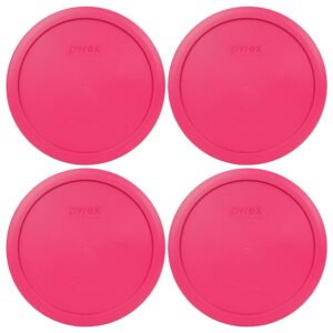 pyrex 7402-pc 7-cup fuchsia pink plastic food storage lid, made in usa - 4 pack