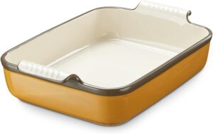 lifver baking dish, 9x13 baking pan, 120 oz large lasagna pan deep, ceramic bakeware, rectangular casserole dishes for cooking roasting turkey lasagna, gifts for baker, 3.8 qt