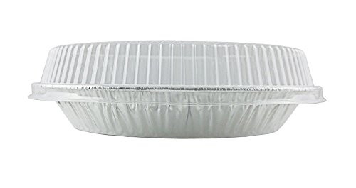 PACTOGO 9" Aluminum Foil Pie Pans 1 1/4" Extra Deep with Clear Dome Lids - Made in USA Disposable Tins (Pack of 10 Sets)