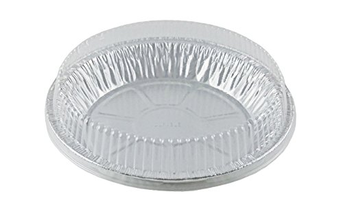 PACTOGO 9" Aluminum Foil Pie Pans 1 1/4" Extra Deep with Clear Dome Lids - Made in USA Disposable Tins (Pack of 10 Sets)